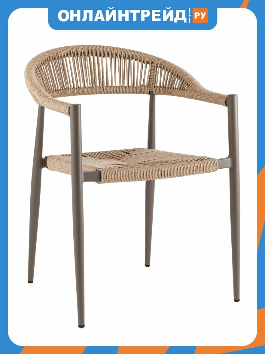 Стул Stool Group Verol, соломенный, ножки оливковый тауп