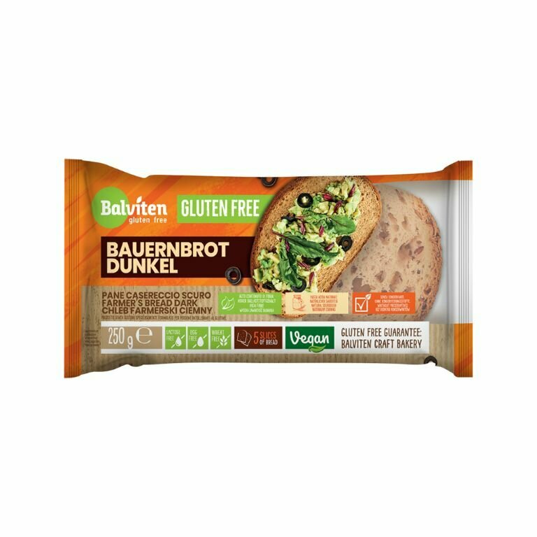 Темный фермерский хлеб Balviten без глютена 3 шт x 250г