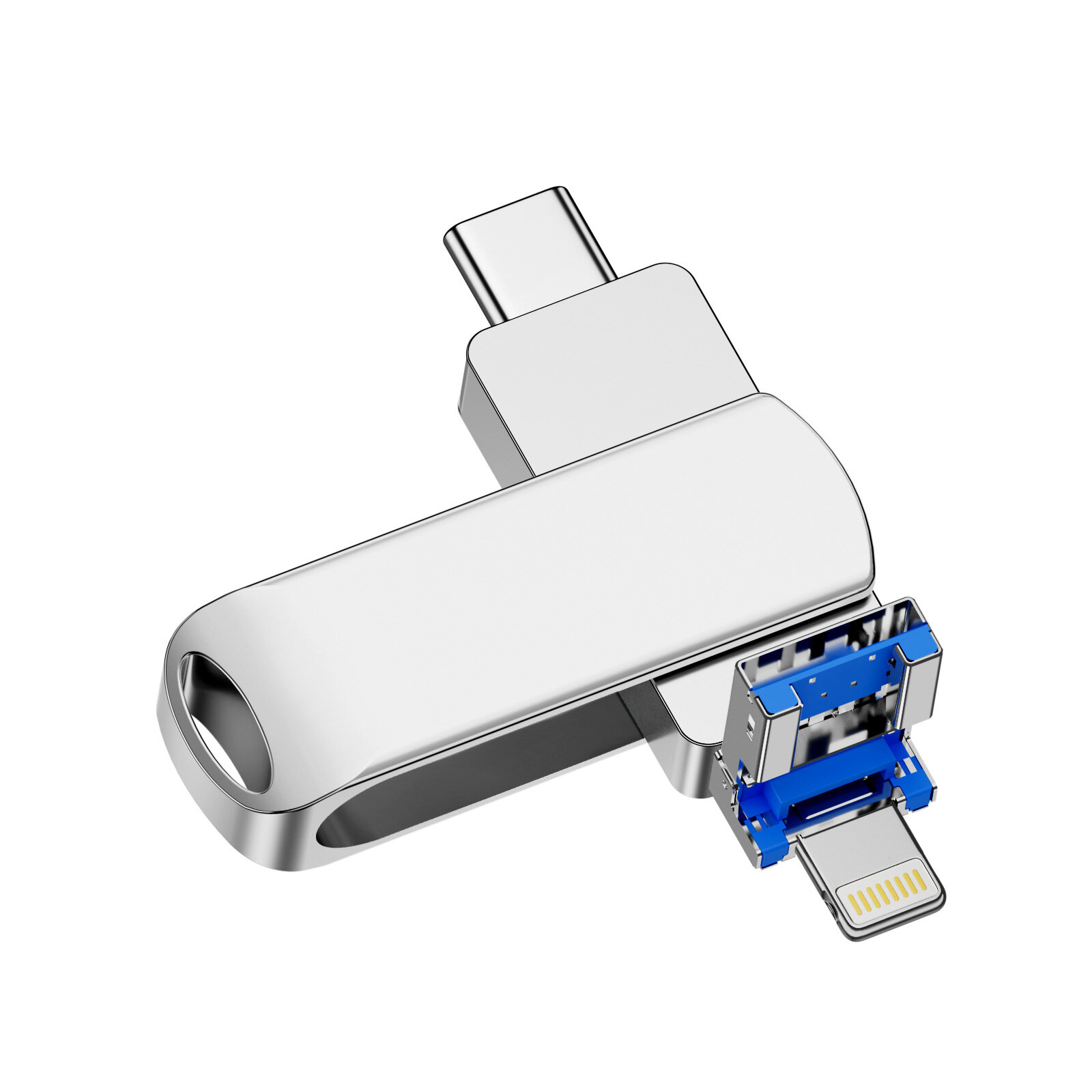 USB-флешка 1 ТБ с портами Type-C и USB-A для iPhone, Android и компьютеров, серебристо-серый