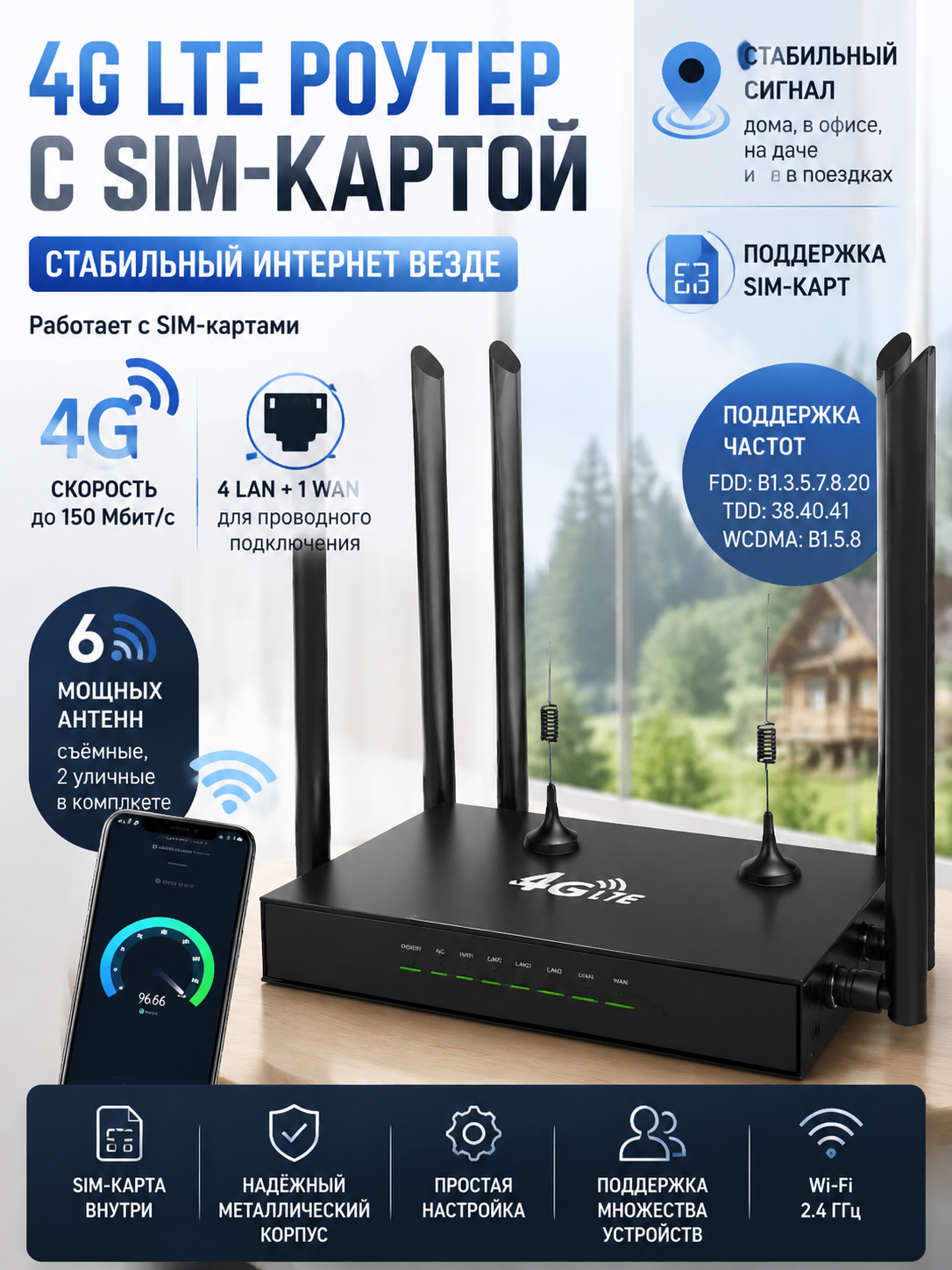 WiFi маршрутизатор с неограниченным спутниковым интернетом, металлический корпус, стабильный интернет, дома офиса дачи