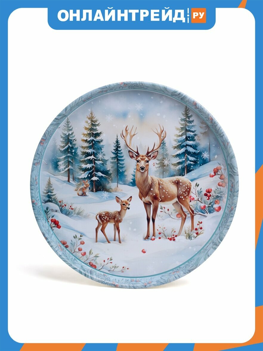 Поднос сервировочный Agness "зимняя сказка", 33*2,1 см
