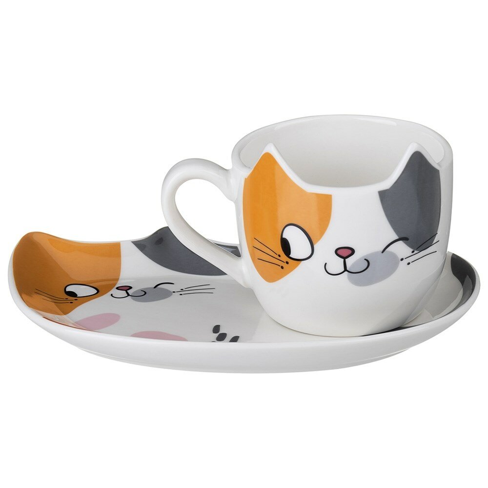 Набор для завтрака lefard "Cat", 2 пр: кружка 190 мл , тарелка 18*12 см