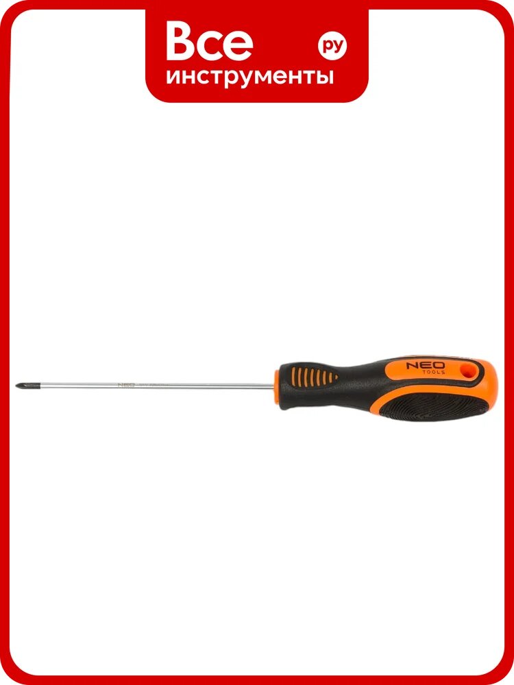Крестовая отвертка NEO Tools PZ0 x 100 мм 04-182 стержень CrV, рукоять из ABS‑пластика, магнитный наконечник