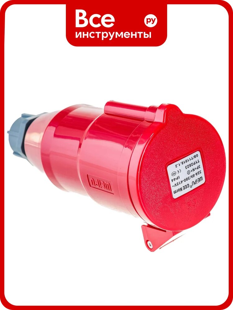 Вилка LANMASTER IEC 309, трехфазная, 32A, 380V, разборная, мама, красная LAN-IEC-309-32A3P/F