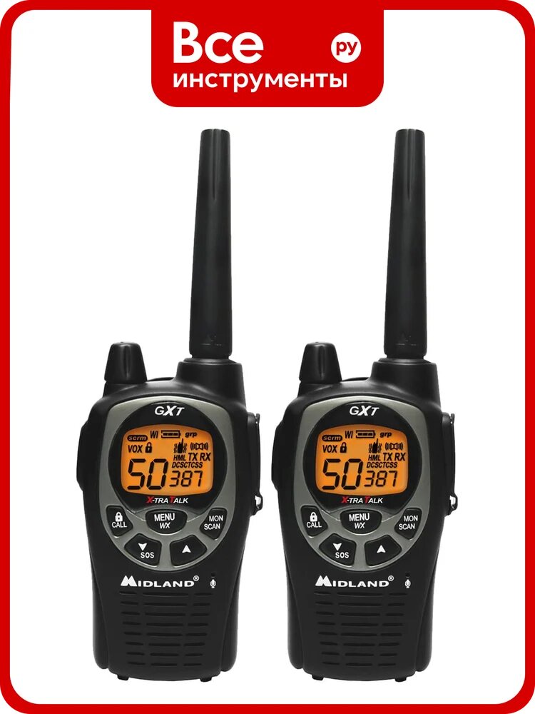 Комплект радиостанций MIDLAND GXT1000 с аксессуарами 2 шт.(LPD+PMR) C1146.02 из качественной стали