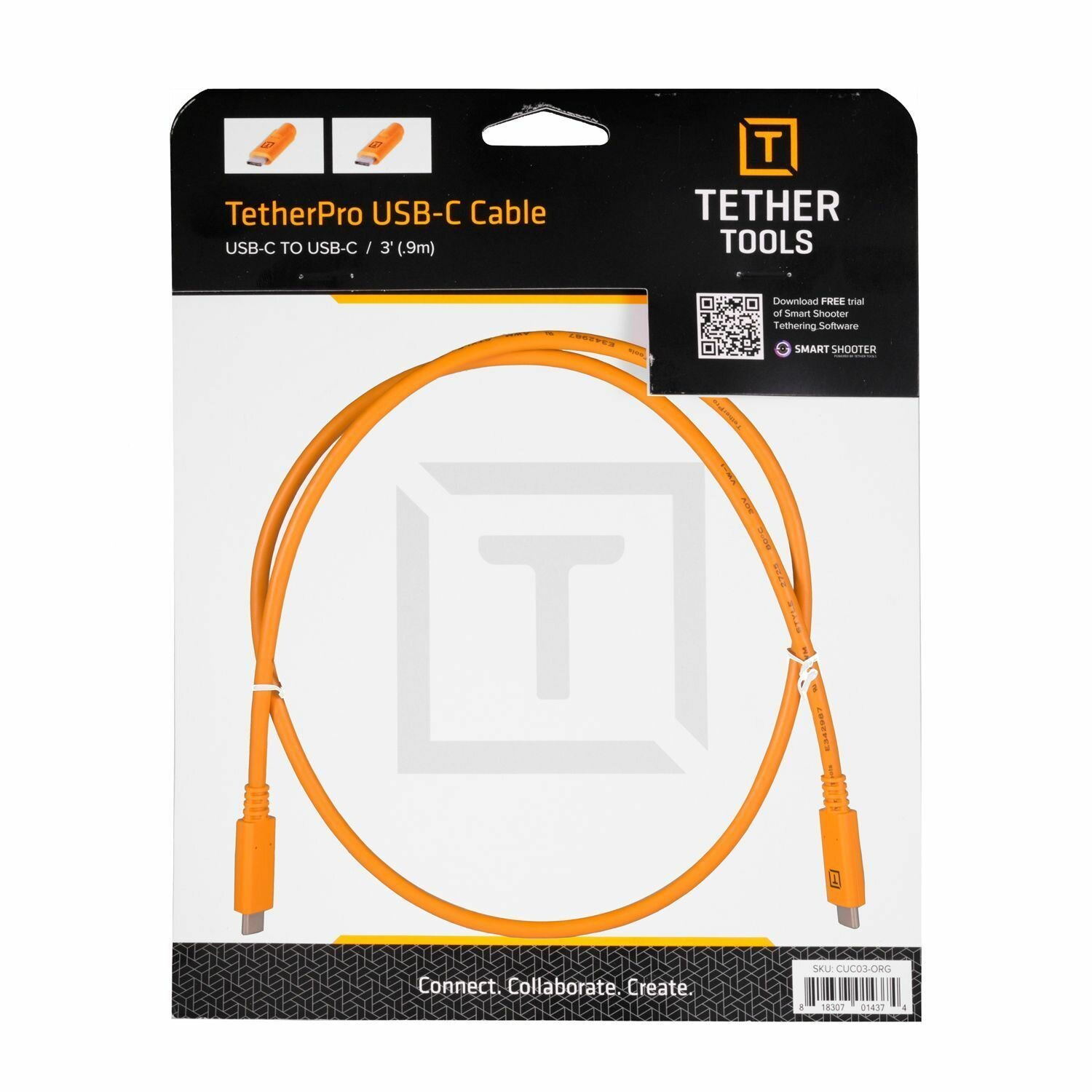 Кабель Tether Tools TetherPro USB-C to USB-C 1m Orange (CUC03)