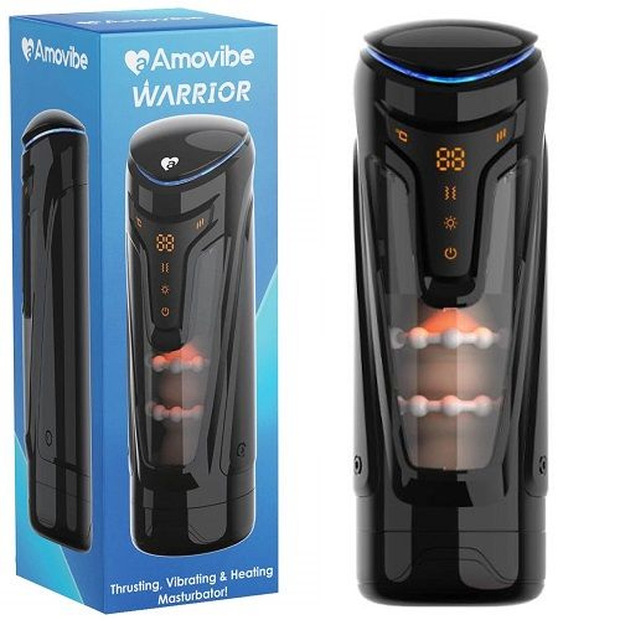 Инновационный мастурбатор Warrior с пенетрацией и массажем бусинами