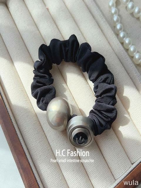 Бублик для волос HC Fashion, чёрный с жемчугом, 1 шт. для женщин, ежедневного использования — фото 1