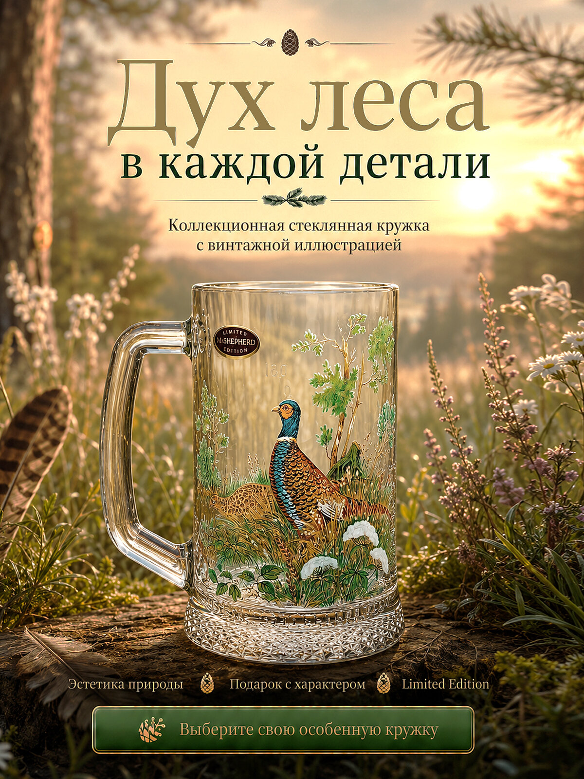 Кружка пивная Mr Shepherd "Фазан", 500мл