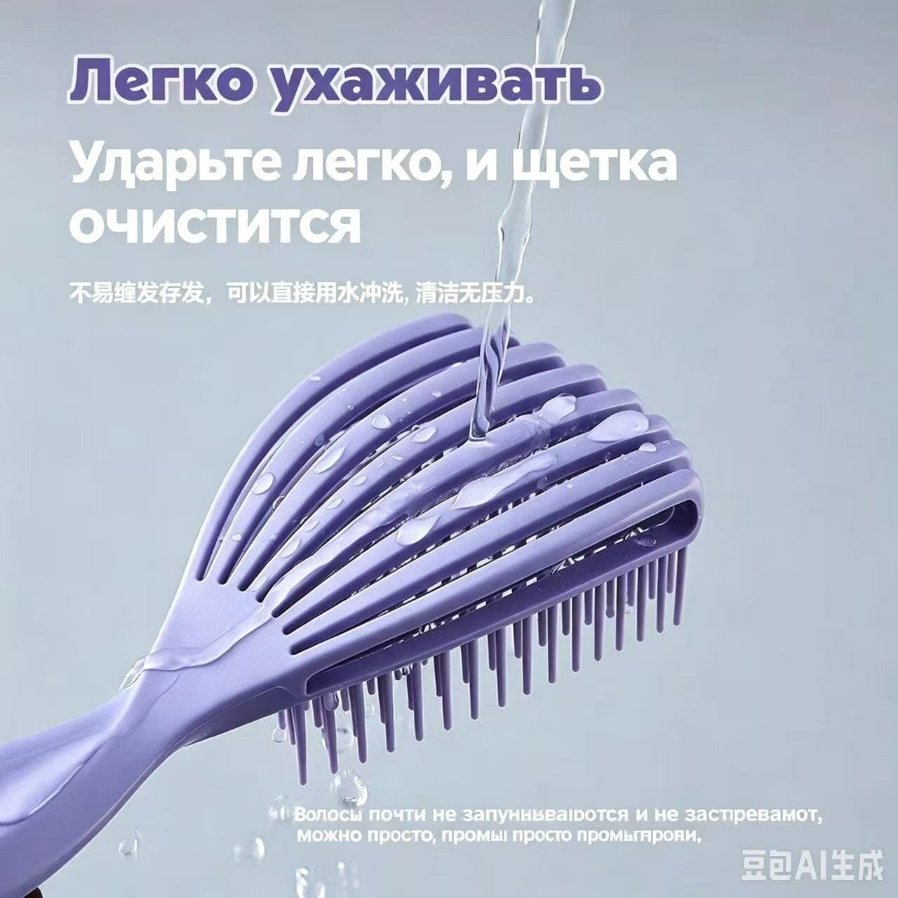 Большая изогнутая расческа, расческа-ракушка, расческа для кошек и собак, фиолетовая,23*7*3.5 см.
