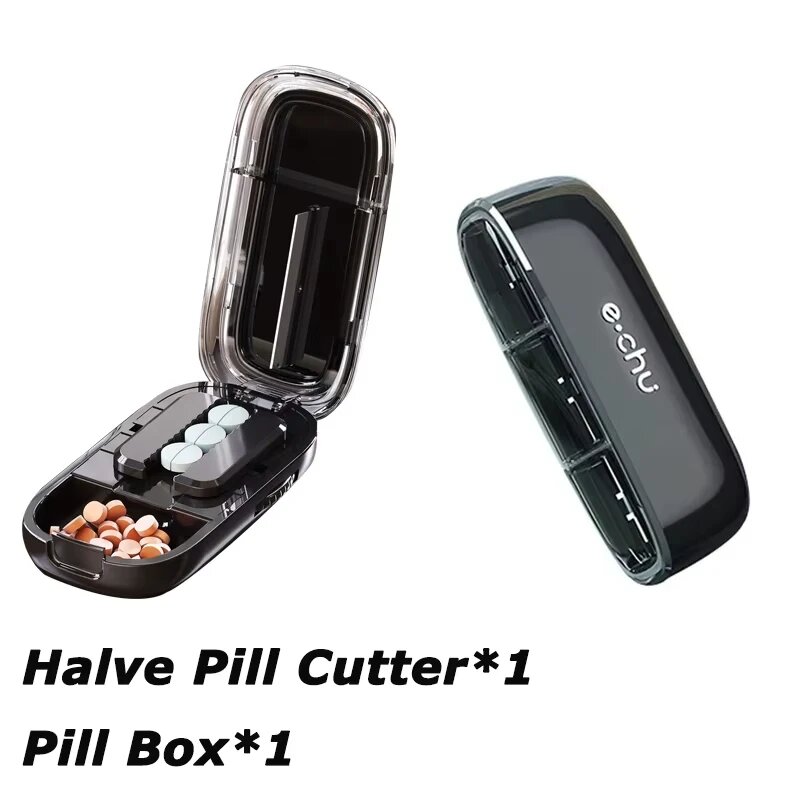 Untior Портативный Разделитель Таблеток 4-Секционный Halve Black 2Pcs