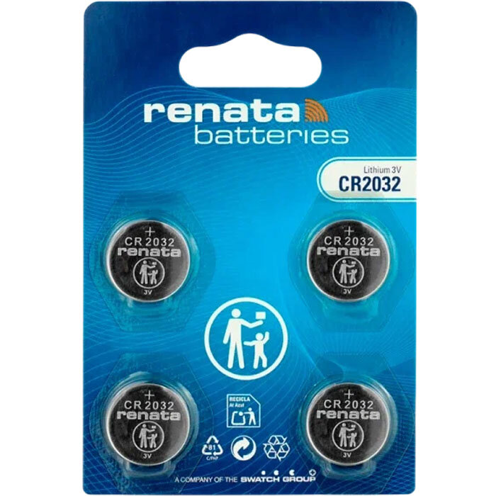 Батарейка CR2032 3В литиевая Renata в блистере 4шт.