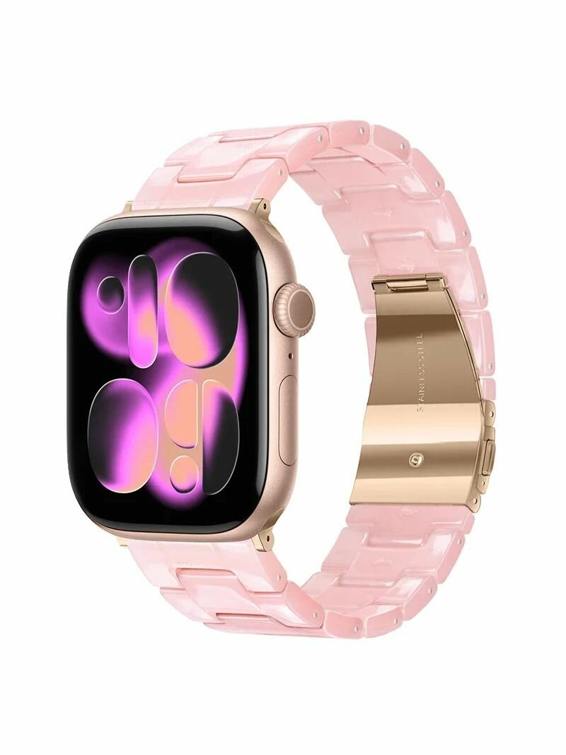 Ремешок из акриловой смолы на три звена для Apple Watch S10/S11/Ultra3, два размера 42 мм, пастельные свежие оттенки