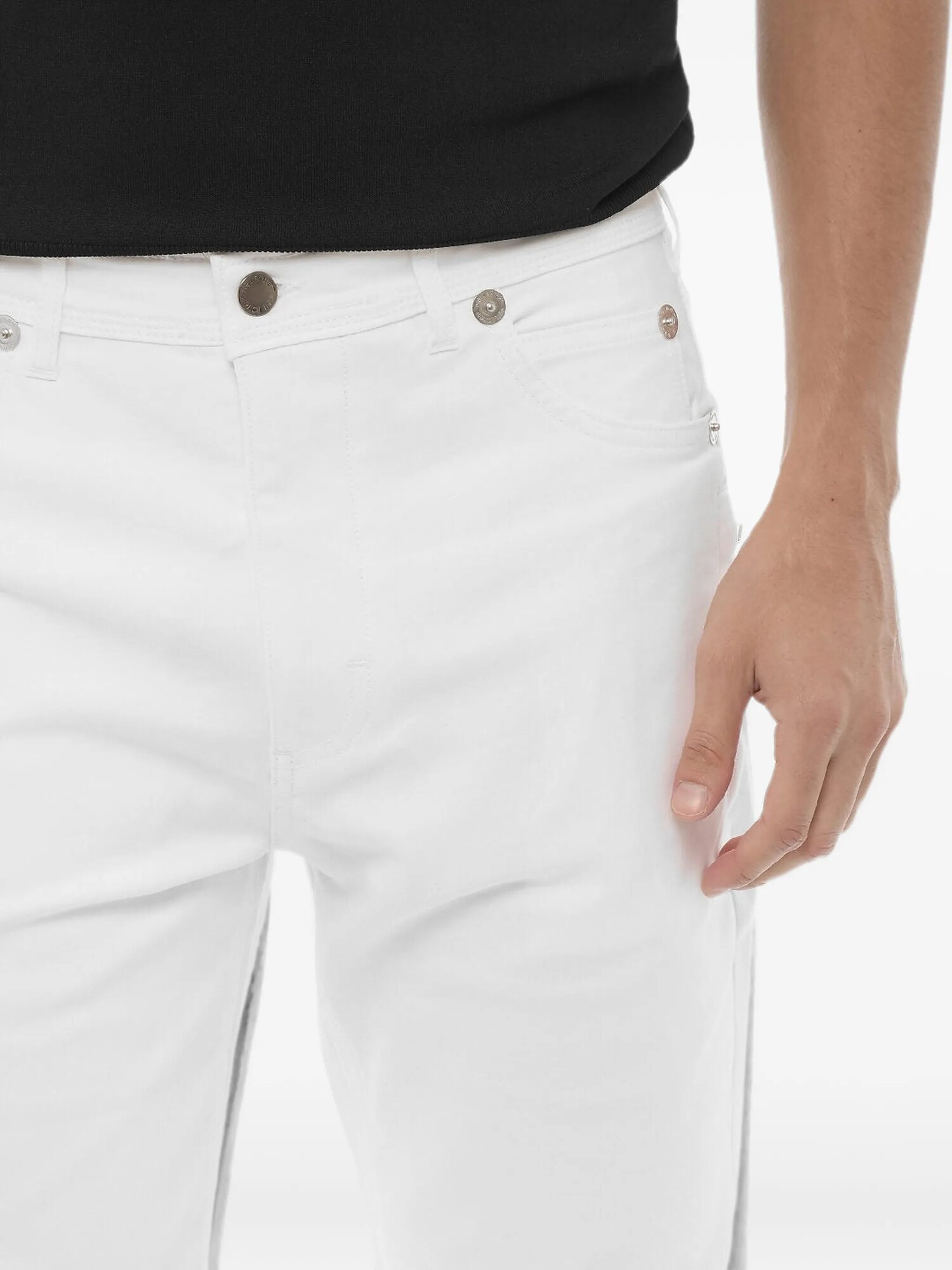 Брюки Neil Barrett Five-pocket skinny trousers, размер 35, бежевый/белый — фото 1