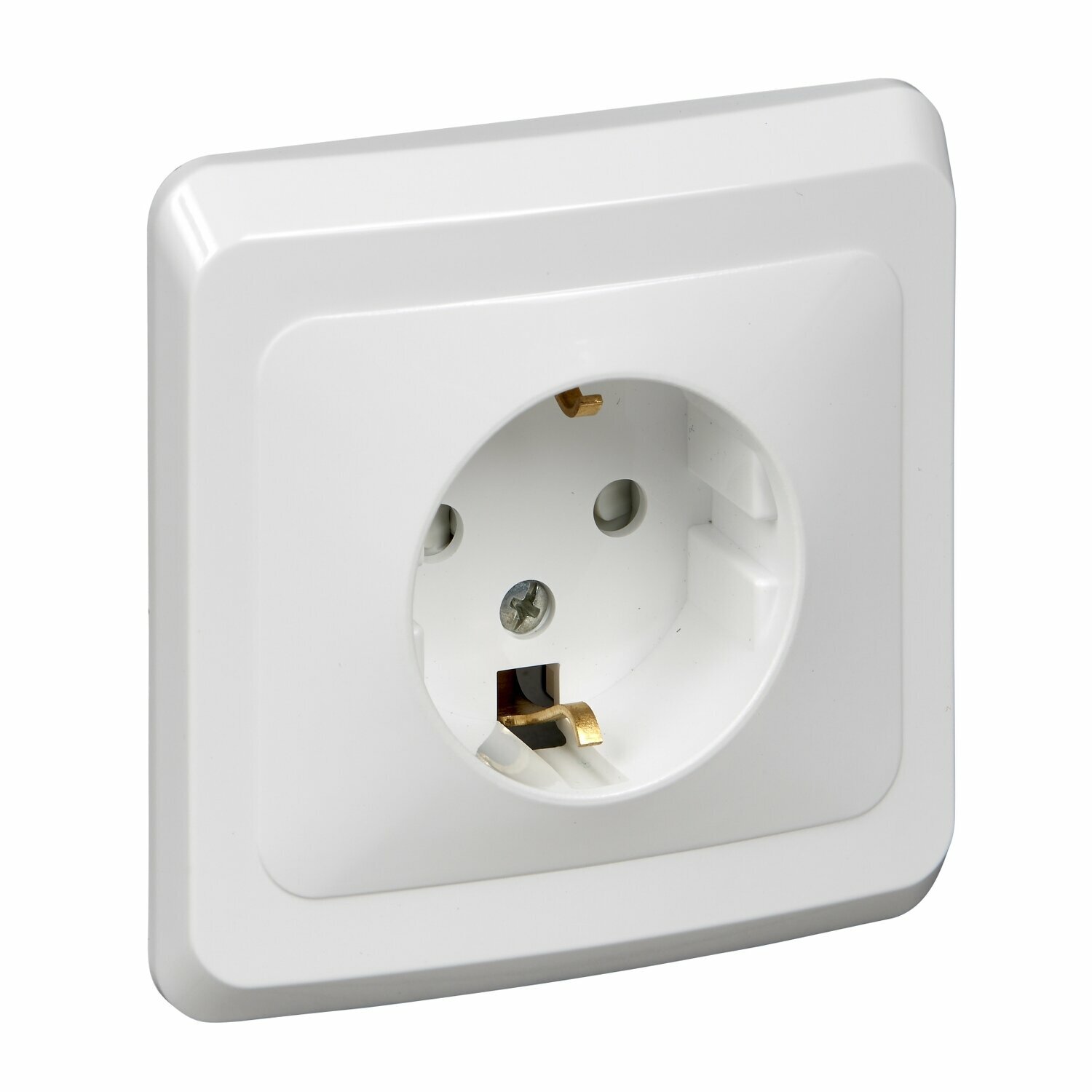 Евророзетка Schneider Electric Этюд одинарная с заземлением, со шторками, 16A, 250В, белая