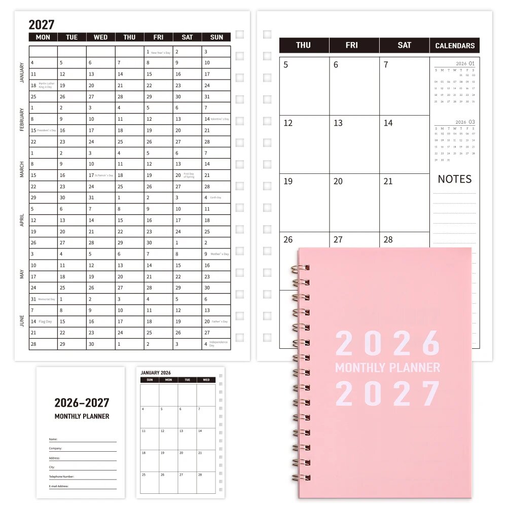 Ежемесячный планировщик для студентов 2026-2027 Pink Planner