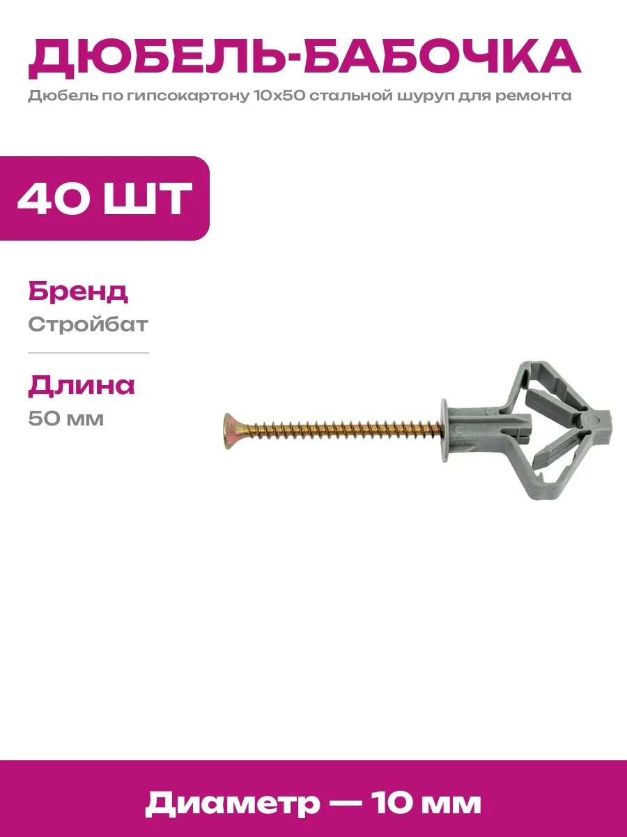 Набор дюбелей с саморезами для ремонта 40 штук производство