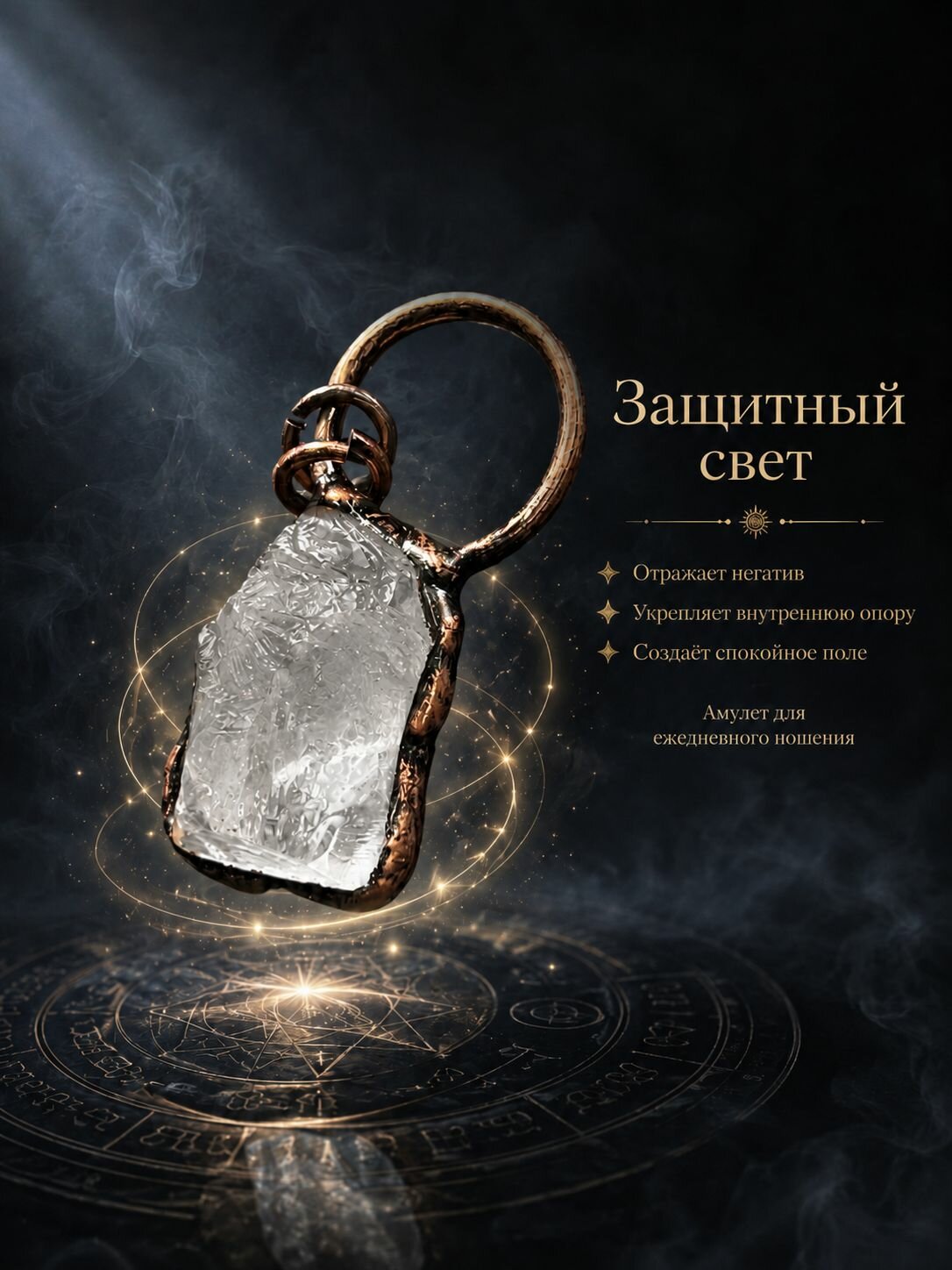 Талисман Оберег/Кулон-амулет из натурального зеленого хрусталя
