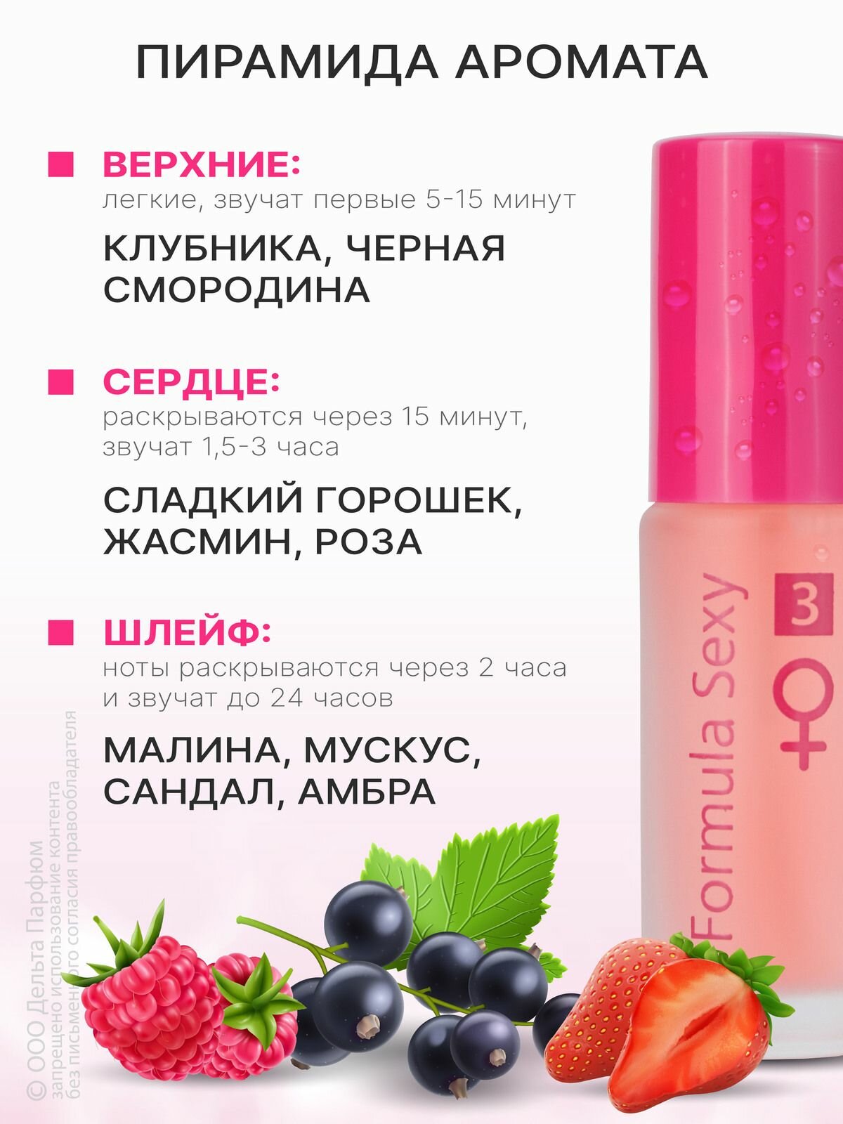 Духи женские. Парфюмерная вода. с феромонами. Formula Sexy. №3. 15 мл. Духи сладкие
