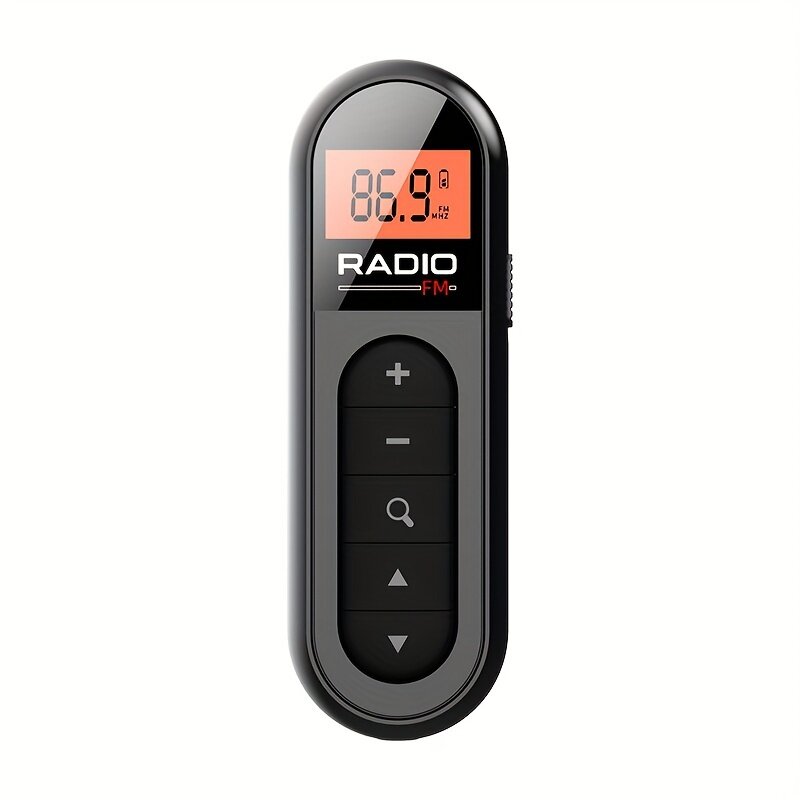 Портативное мини FM-радио с клипсой, перезаряжаемое, чёрное, с наушниками