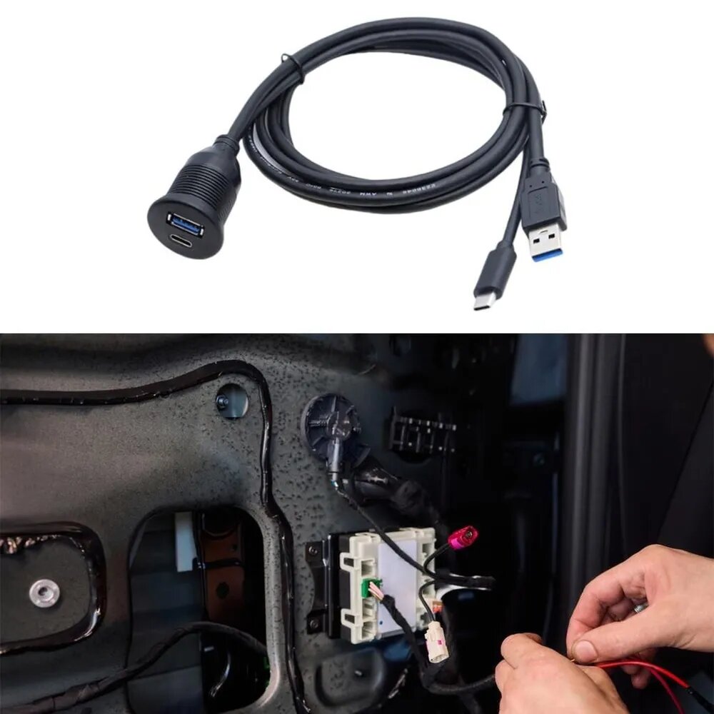 Комплект автопроводки USB 3.0 Type-C удлинитель для автомобильного монтажа, пластик, разноцветный — фото 1