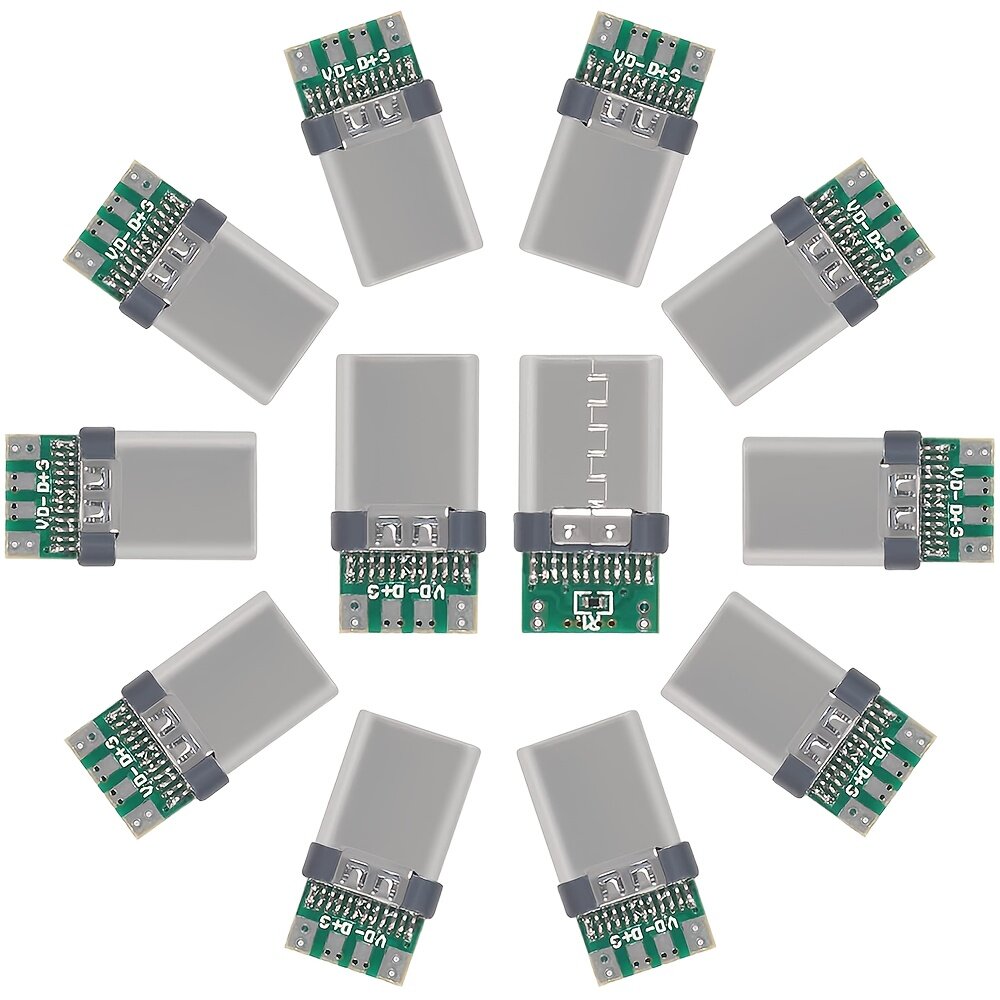 Набор 12 шт. USB 3.1 Type-C разъемов, 24-контактный штекер/гнездо, логический модуль для пайки кабелей и плат PCB