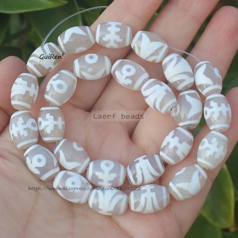 Белые агатовые бусины Дзи лаerf beads Белый, GuiRen