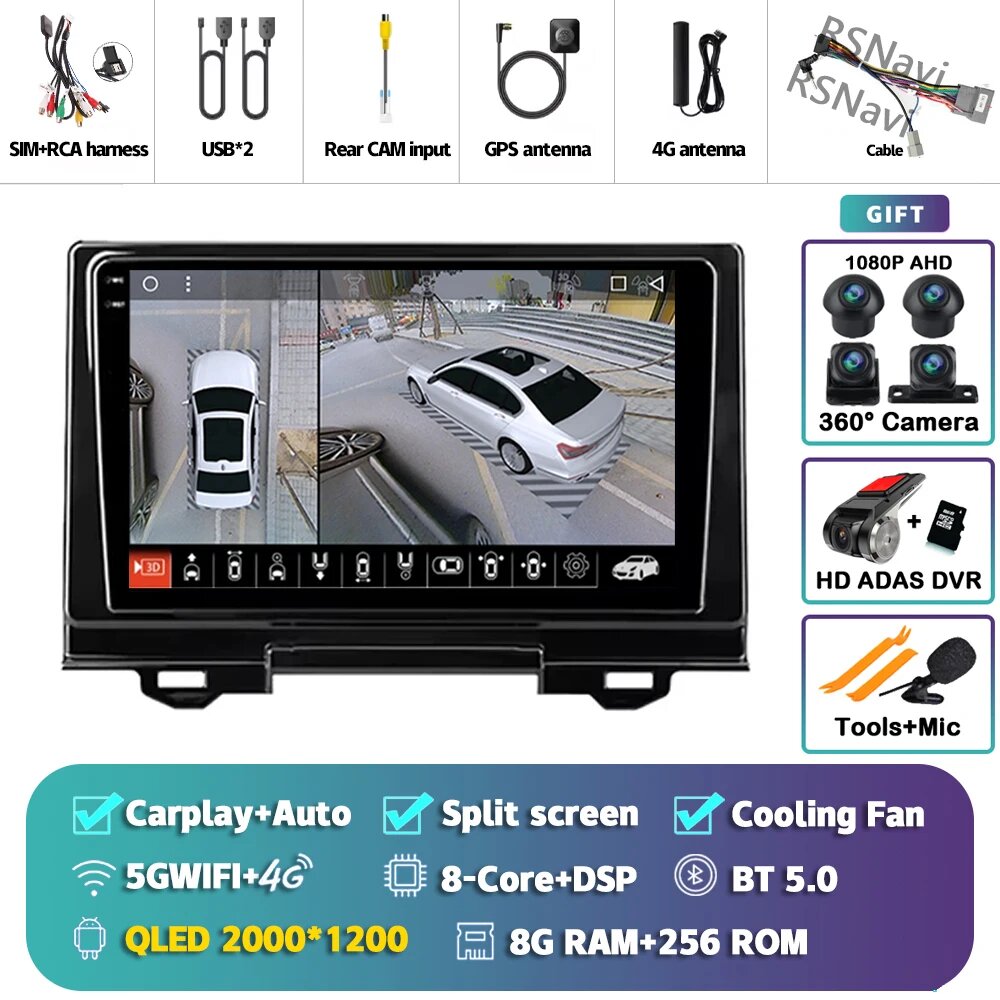 Автомагнитола Android 16 Carplay Auto для Honda Vezel 2 HR-V RV RZ 2021-2024, 2K 8G-256G 360 DVR