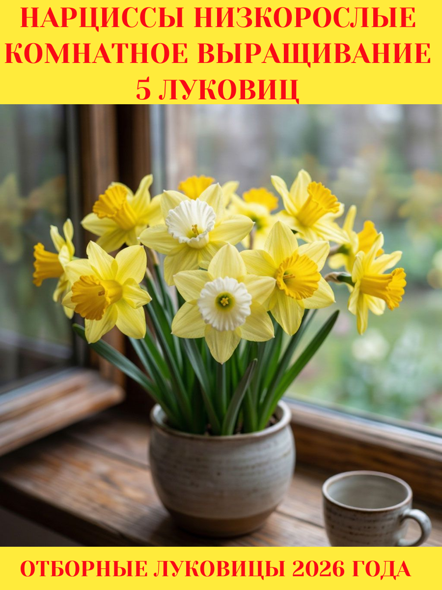 Нарциссы низкорослые многолетние для комнатного выращивания 5 шт
