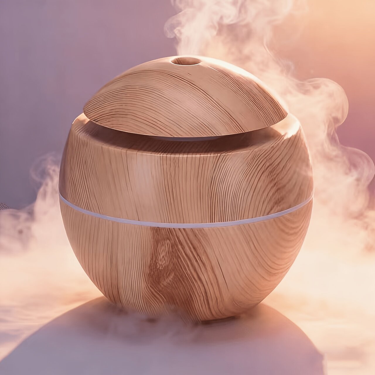 USB-мини увлажнитель и аромадиффузор с технологией холодного тумана Soundwave, деревянная текстура, светлый цвет, компактный, низковольтный, для офиса, автомобиля и путешествий