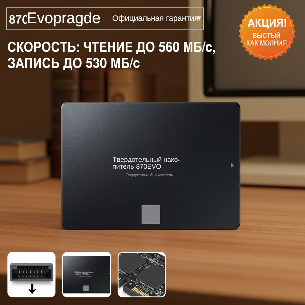 870EVO Универсал Твердотельный Накопитель SSD 4TB SATA3 Интерфейс 2,5 Дюйма
