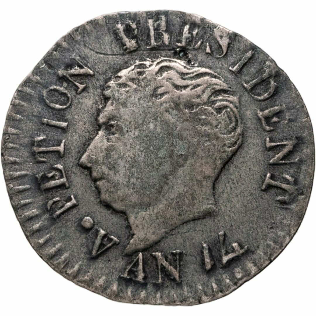 Гаити 12 сантимов centimes 1817, Серебро 835, в сохранности VF