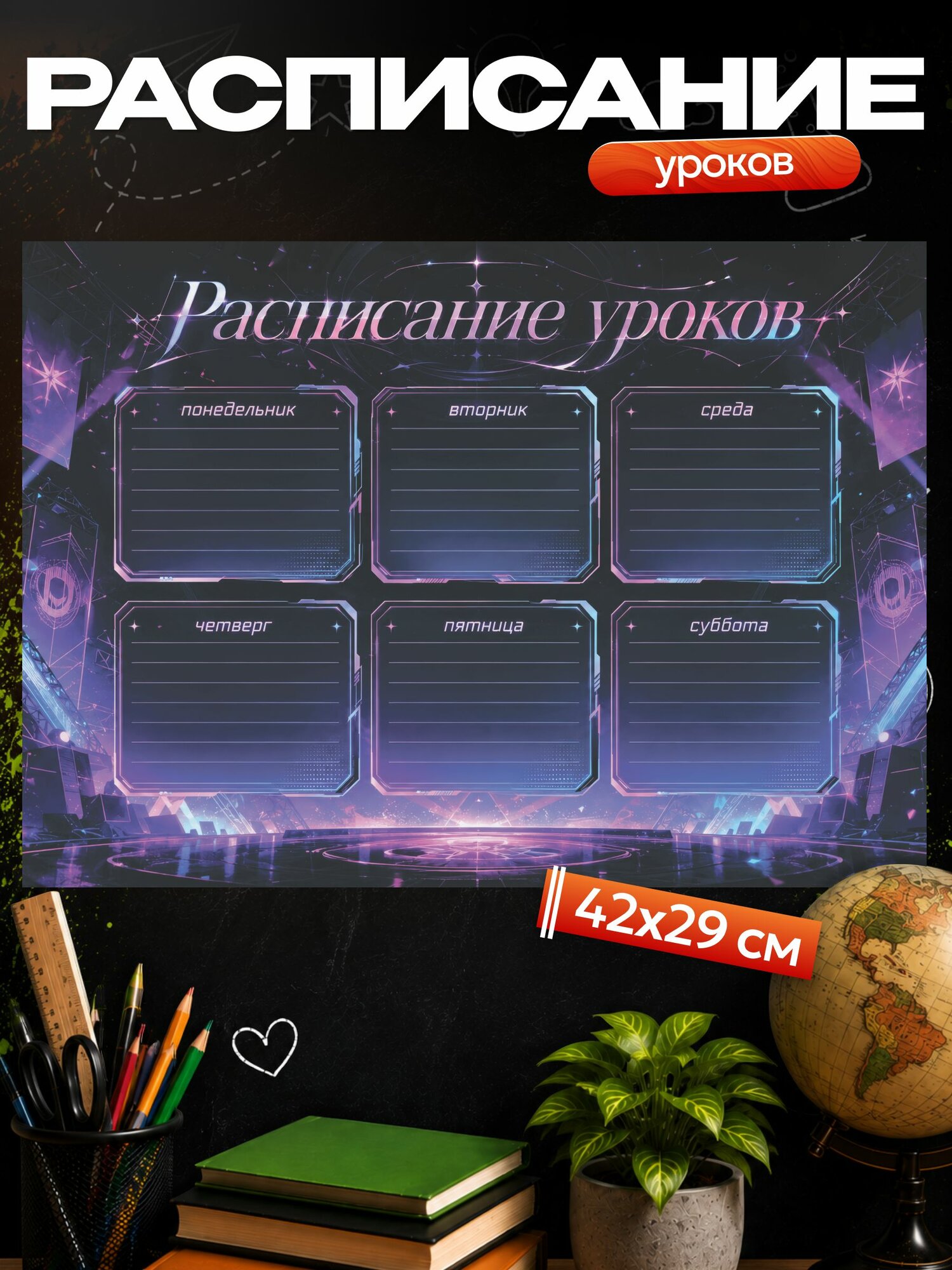 Расписание уроков неоновый Киберпанк