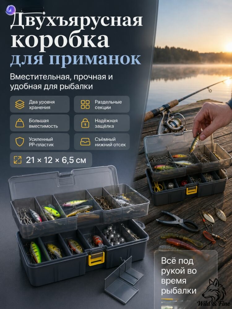 Двухслойная рыболовная коробка, водонепроницаемый пластиковый крючок для приманок, чехол для хранения наживки гольяна для рыбалки двухслойный водонепроницаемый для хранения приманок и крючков