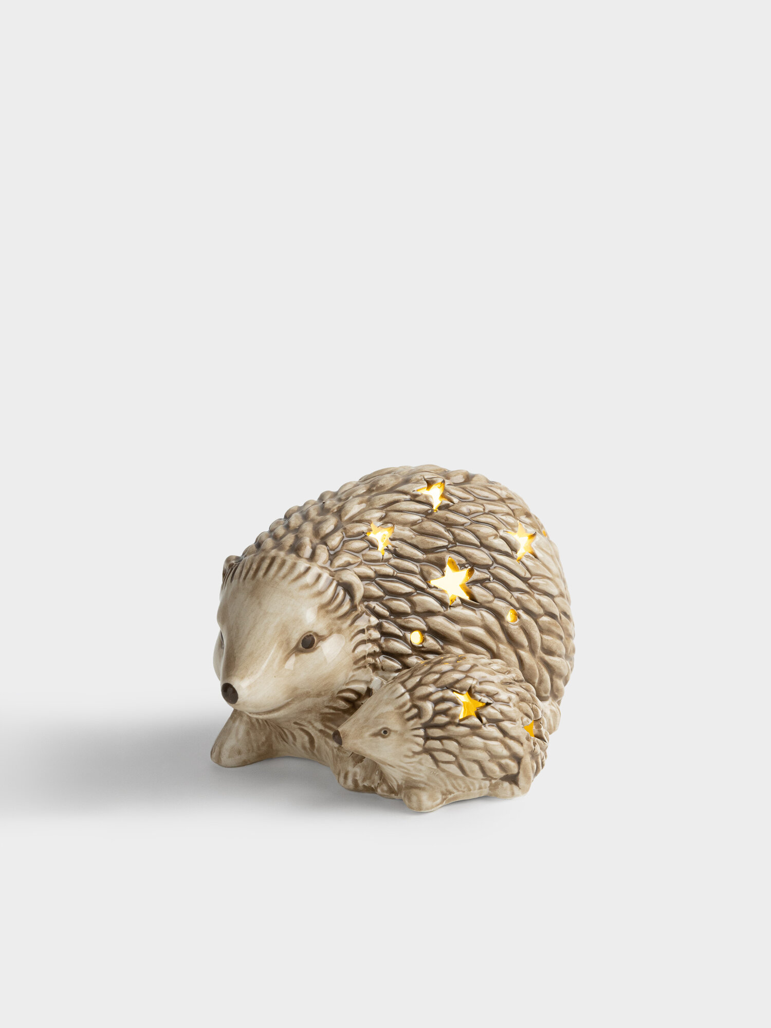 Статуэтка с подсветкой, 15 см, керамика D, серо-коричневая, Ежи, Hedgehog