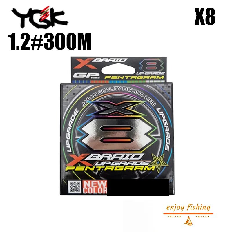 YGK X8 XBRAID UPGRADE PENTAGRAM 1.2#300M-multicolor Плетеная леска Шнур плетёный для рыбалки розовый