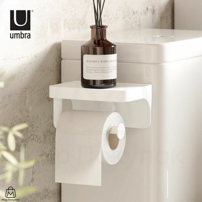 Держатель для туалетной бумаги с полочкой Umbra Flex, белый