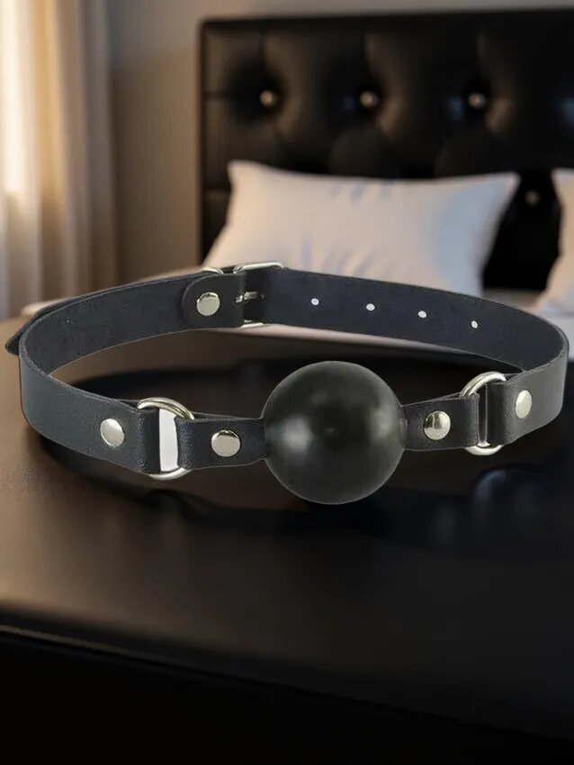 Кляп-Шар Sitabella BDSM Accessories, латекс, натуральная кожа, черный, синий