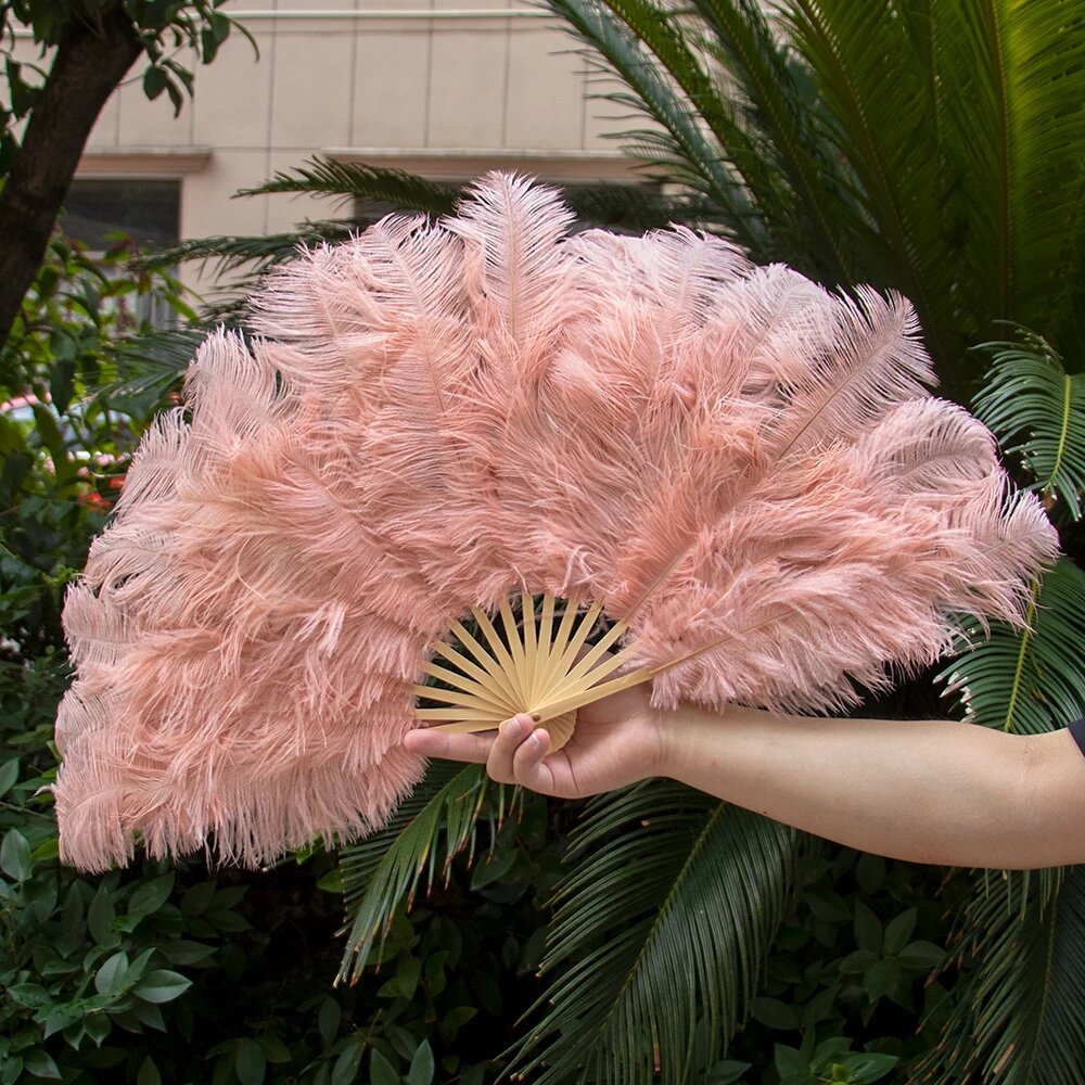 Вентилятор со страусиными перьями, 70x40 см, Shrimp Pink