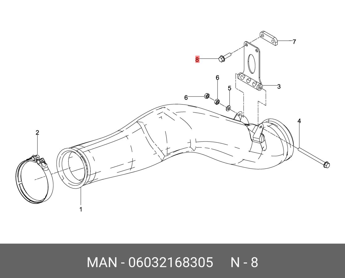 Винт 6-гран. фланцевый m8x25-10.9 man (MAN 06032168305)