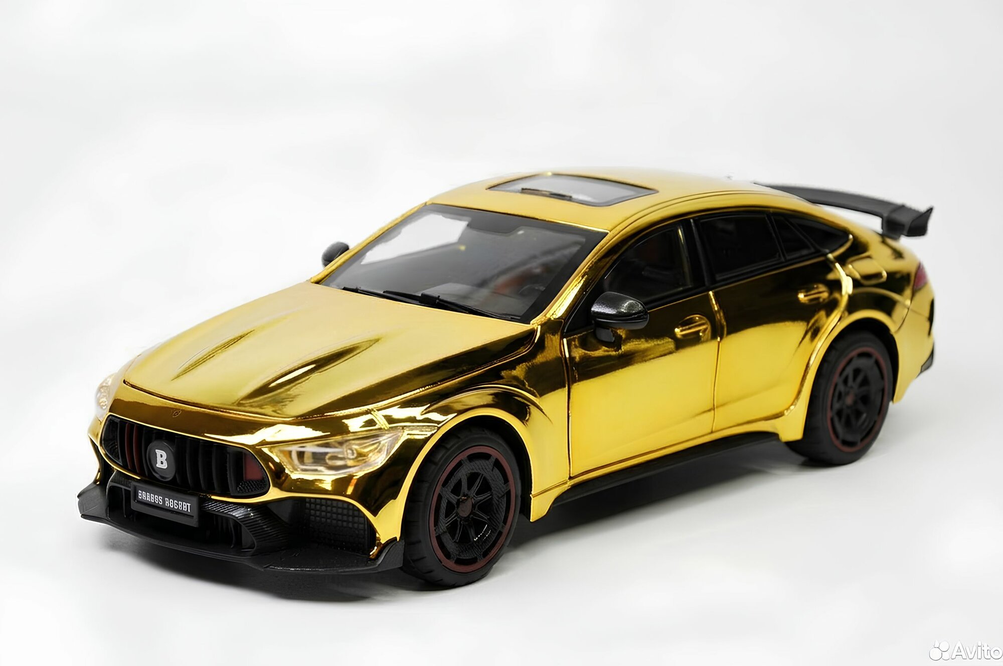 Машинка металлическая инерционная модель Mercedes-AMG GT 63 S 4-Door Coupe Brabus Rocket 900(Мерседес АМГ GT Брабус золотой 21см) Детская игрушка / Масштаб 1:24
