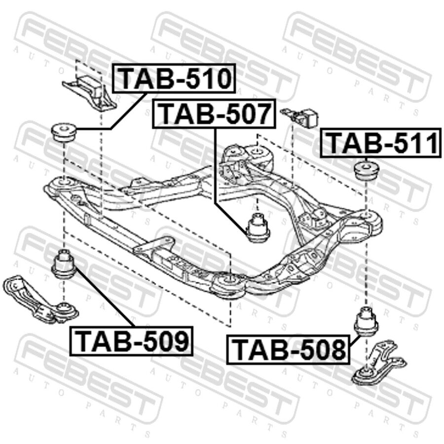 Сайлентблок подрамника (FEBEST TAB-510)