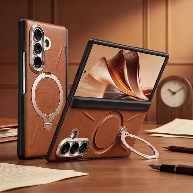 Кожаный чехол TORRAS для Samsung Z Fold 8 ULTRA, чехол-накладка с подставкой для Коричневый, brown
