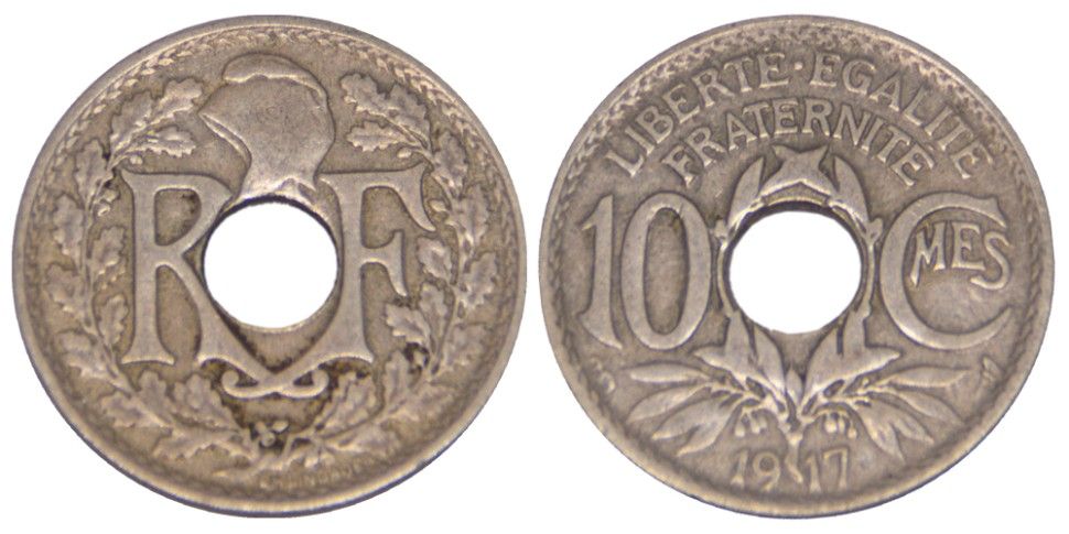 Франция, 10 сантимов 1917 год