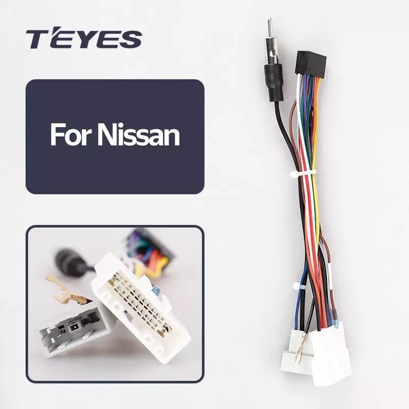 Разъем-переходник 16 pin для подключения Android магнитолы в Nissan (2006+) (Almera, Juke, Navara, Note, Qashqai J10, Sentra, X-Trail T31, Tiida C11 и др.)
