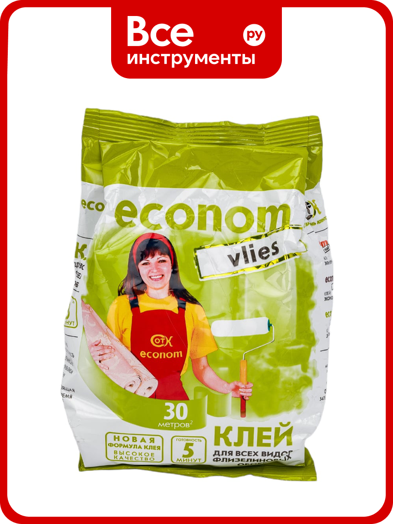 Клей econom эконом Флизелин 250 г – клей для флизелиновых обоев на основе модифицированного крахмала, без запаха