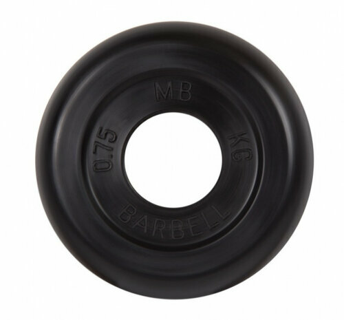 Диск обрезиненный MB Barbell d 31 мм чёрный 0,75 кг