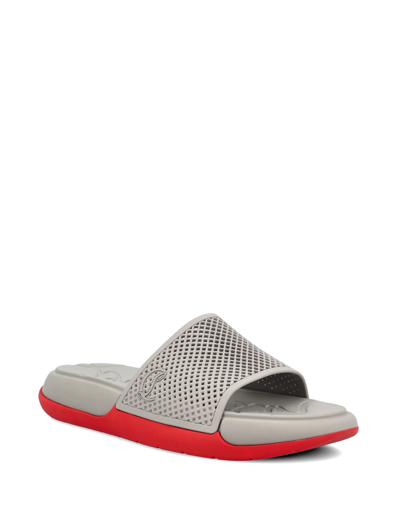 Шлёпанцы Christian Louboutin Perforated logo-plaque flip-flops, размер 41, grey — фото 1