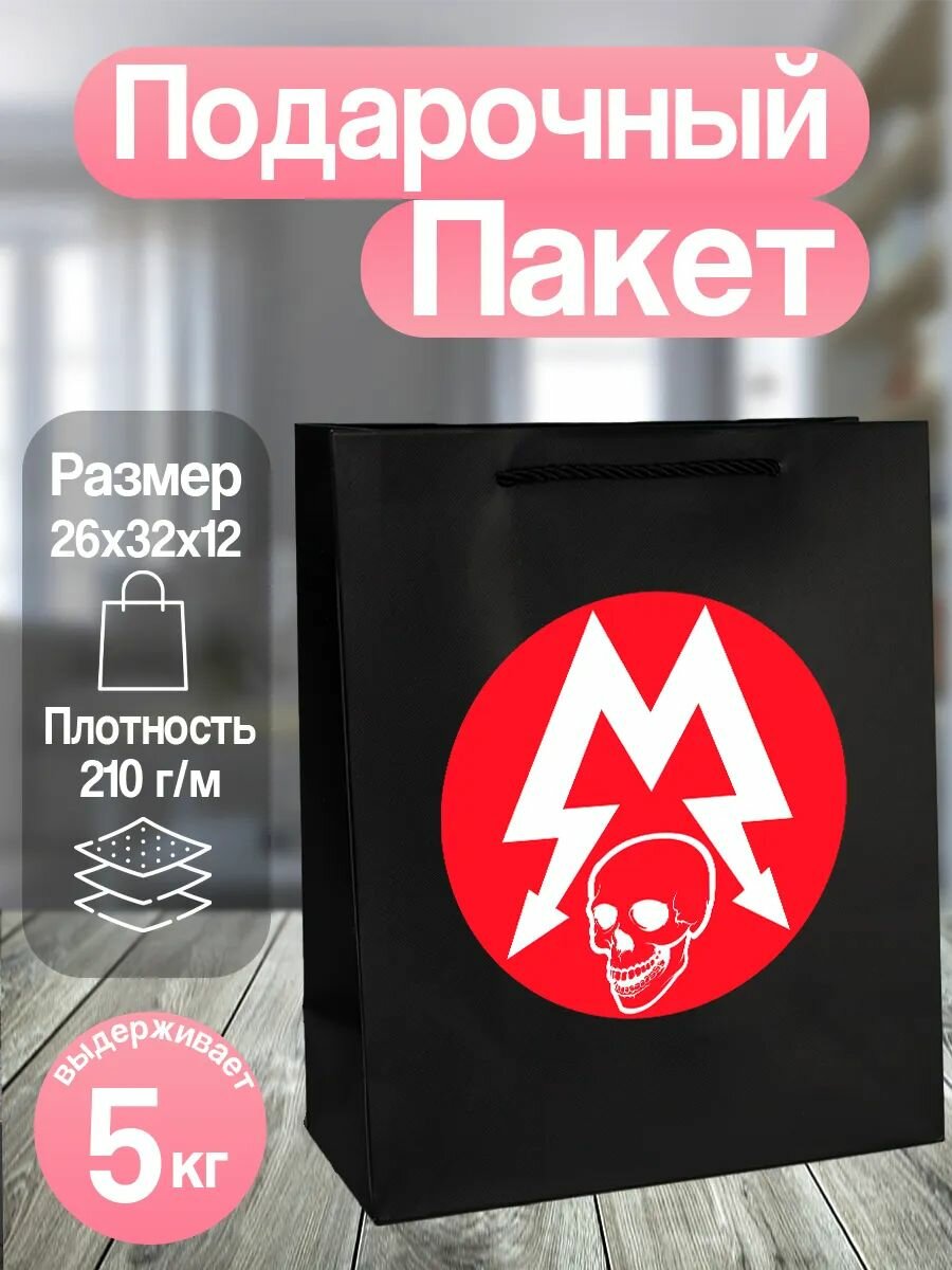 Пакет подарочный Метро 2033, упаковка для подарка, 26х31 см