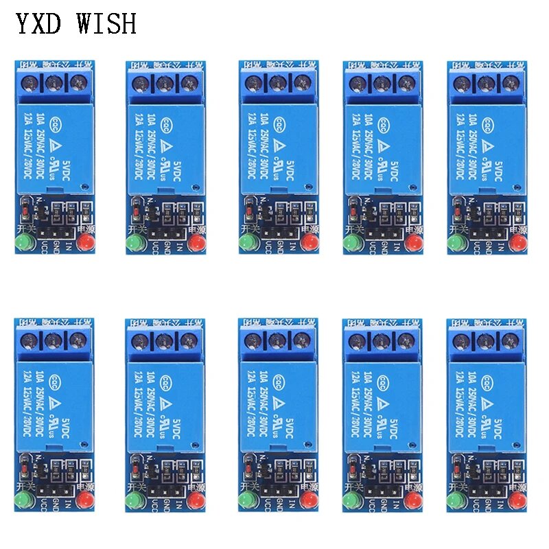 Релейный модуль 1-канальный 5В для Arduino (10 шт.)